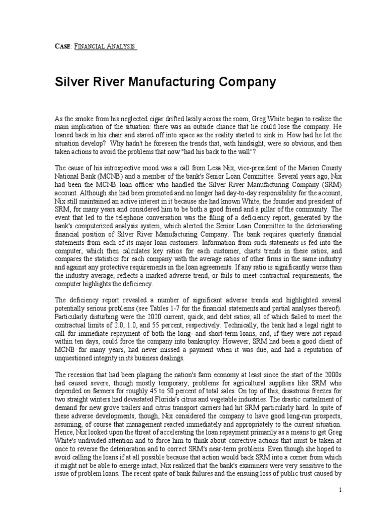 Silver River Manufacturing Financial Crisis | PDF | Equity (Finance ...