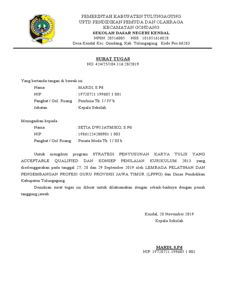 Contoh Surat Tugas | PDF