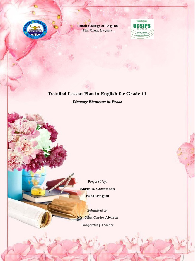 Grade 11 Literary Elements Lesson Plan | PDF | Narration | Plot (Narrative)