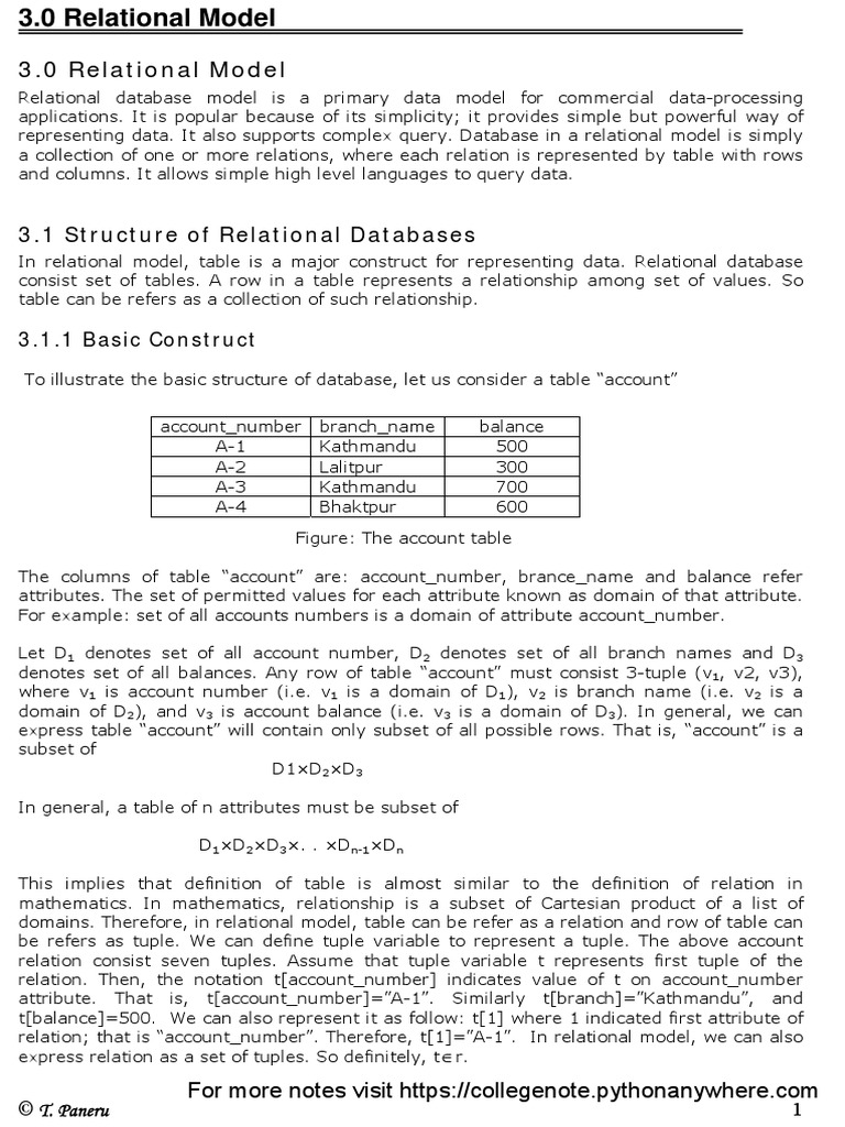3 Relational Model | PDF | Relational Model | Relational Database