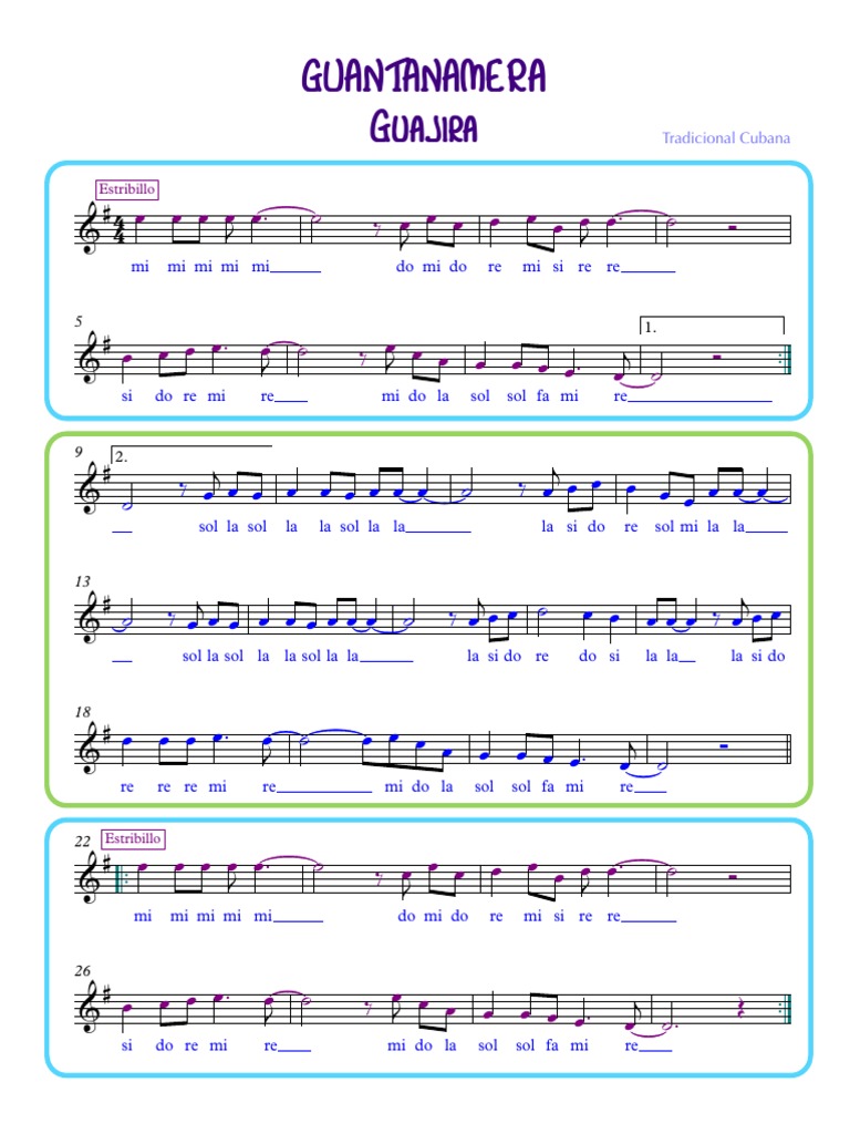 GUANTANAMERA Guajira - Partitura Completa | PDF
