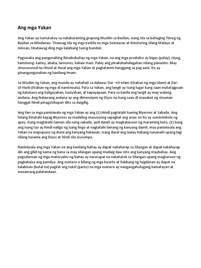 Mga Yakan | PDF