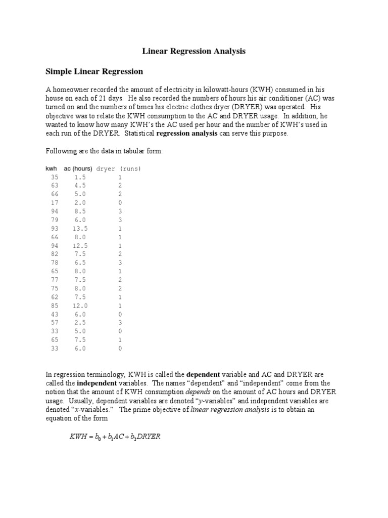 Linear Regression 1 | PDF | Errors And Residuals | Standard Error