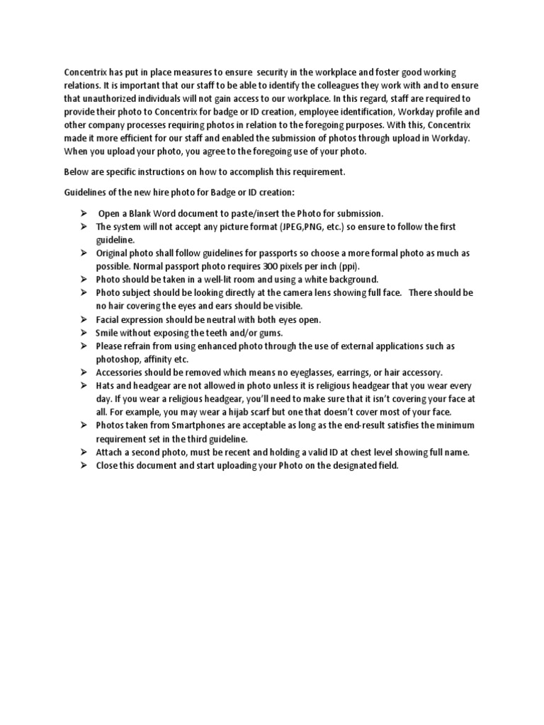 Concentrix Badge Requirement V4 | PDF