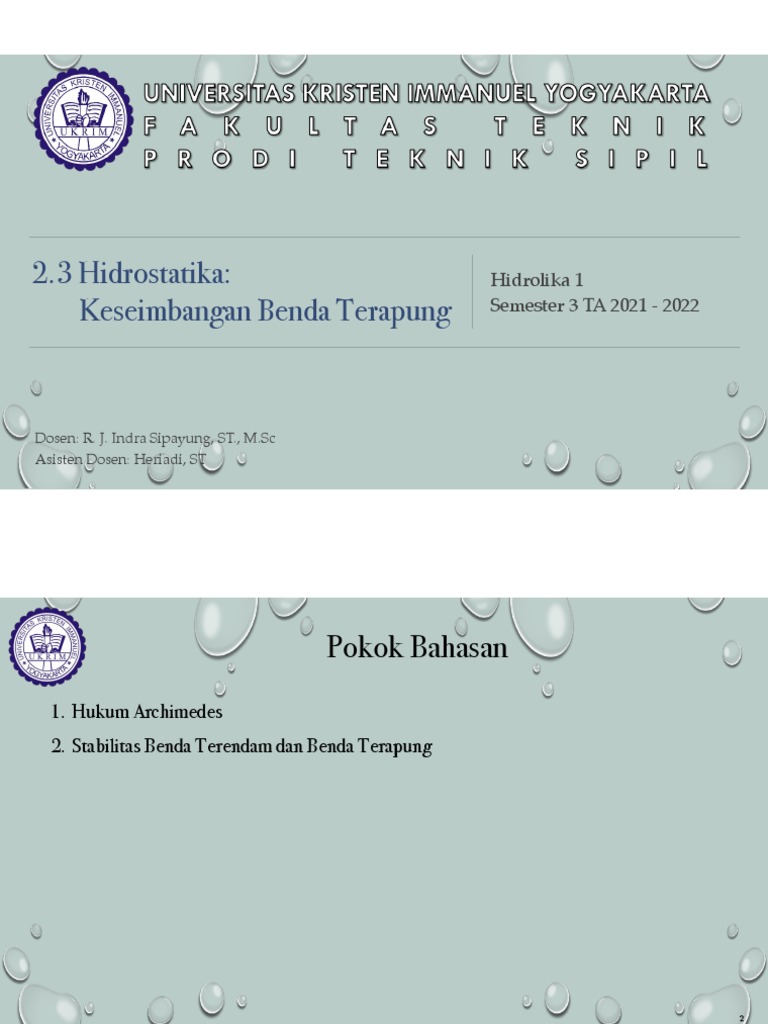 2.3 Hidrostatika - Keseimbangan Benda Terapung | PDF
