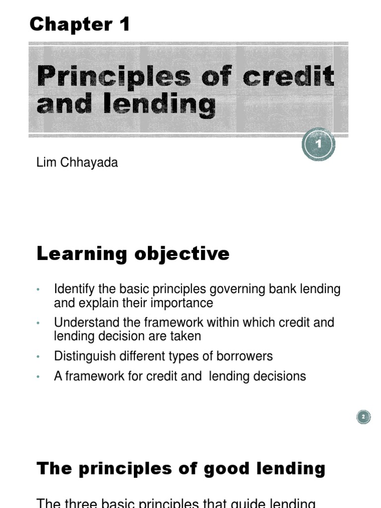MN499 CH1 Principles of Credit and Lending | PDF | Loans | Finance ...