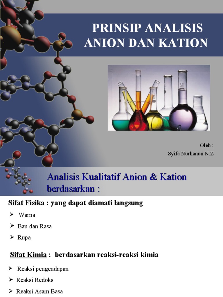 PRINCIPLES OF ANION AND CATION QUALITATIVE ANALYSIS | PDF