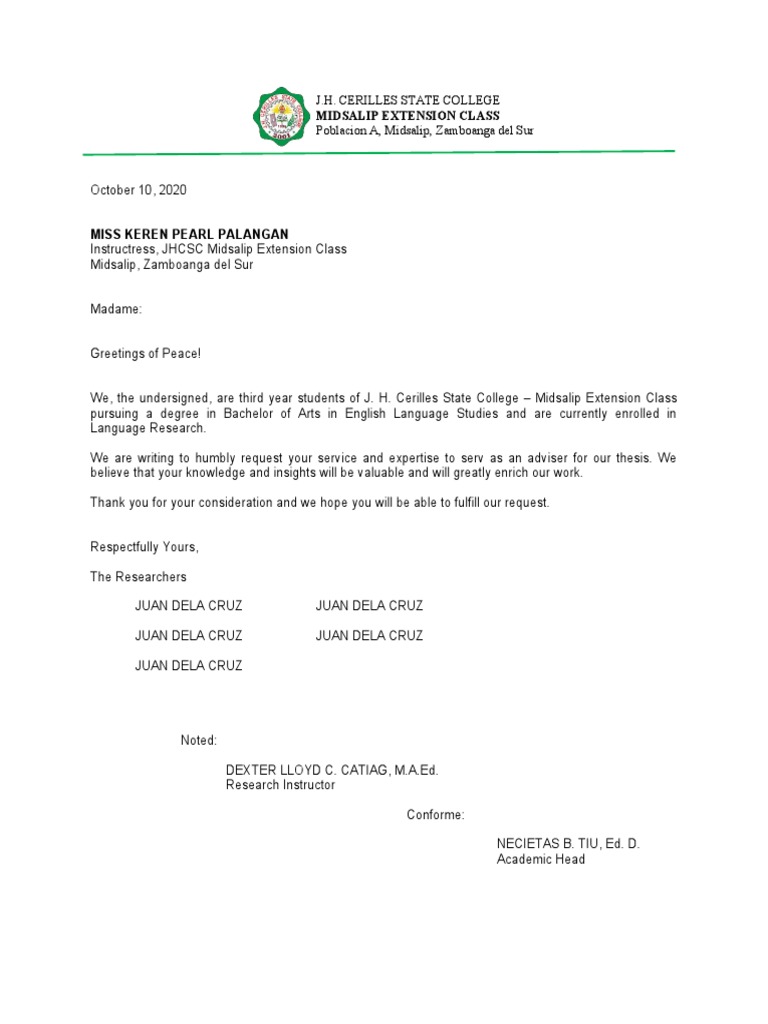 Request Letter For Adviser | PDF