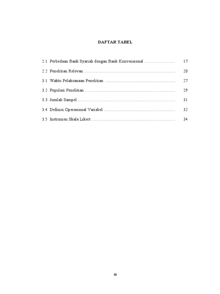 Daftar Tabel Proposal Ie | PDF