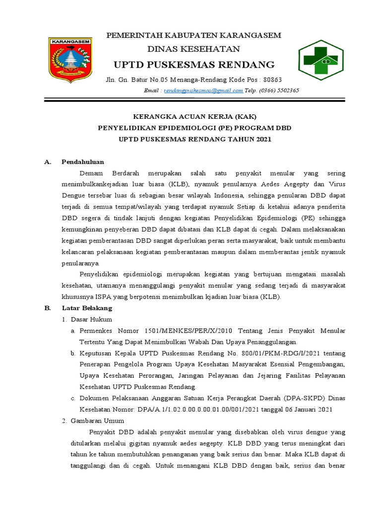 Kak Penyelidikan Epidemiologi (Pe) Program DBD | PDF