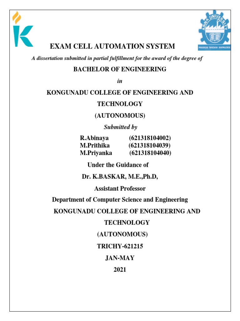 EXAM CELL AUTOMATION SYSTEM-DOCUMENTATION-converted-pages-deleted | PDF ...