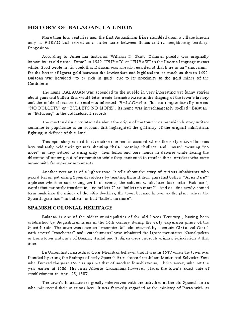 History of Balaoan La | PDF | Philippines