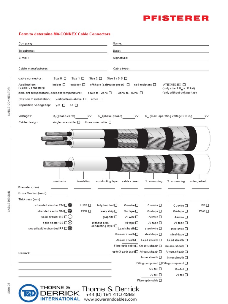 Form To Determine MV-CONNEX Cable Connectors | PDF | Materials ...