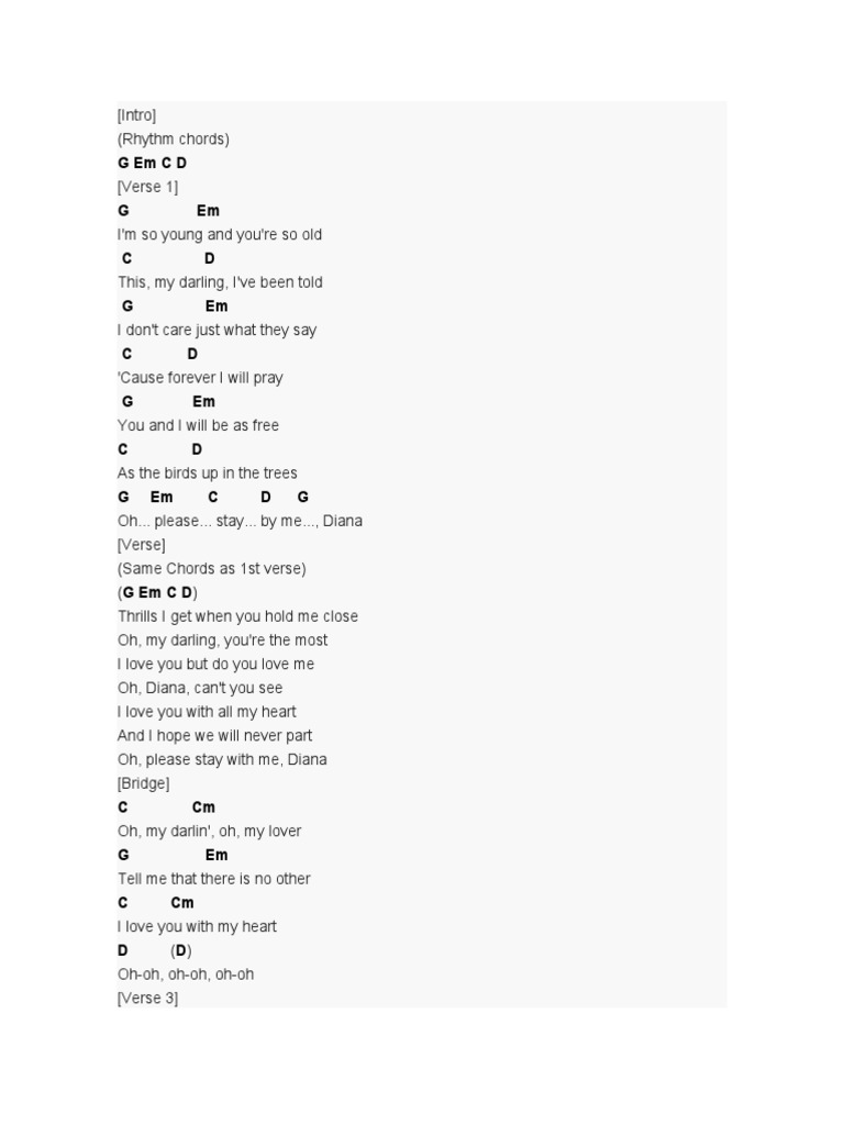 Diana Lyrics and Chords | PDF | Language Arts & Discipline