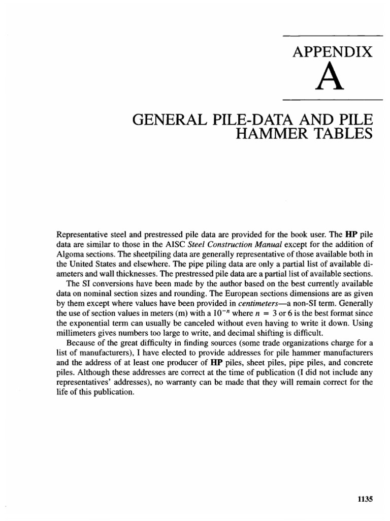 Pile Data and Hammer Table | PDF | Deep Foundation | Pipe (Fluid ...