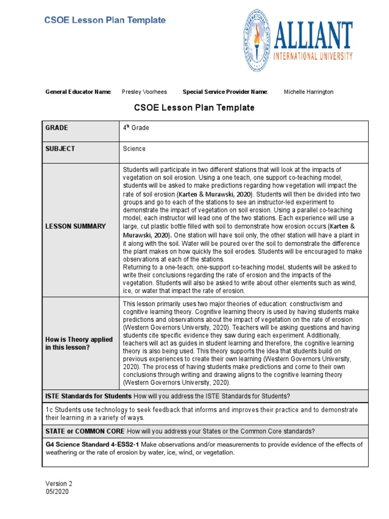 Co-Teaching Lesson Plan | PDF | Learning | Teachers