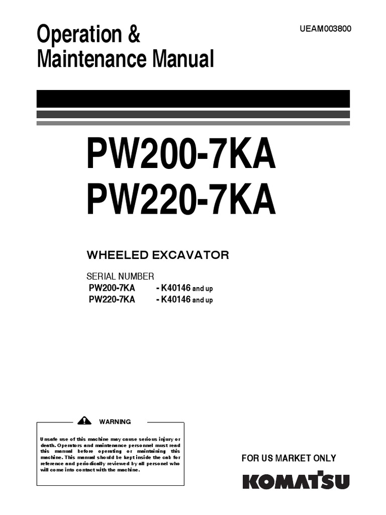 Ueam003800 PW200 Pw220-7ka 0406 | PDF | Safety | Elevator