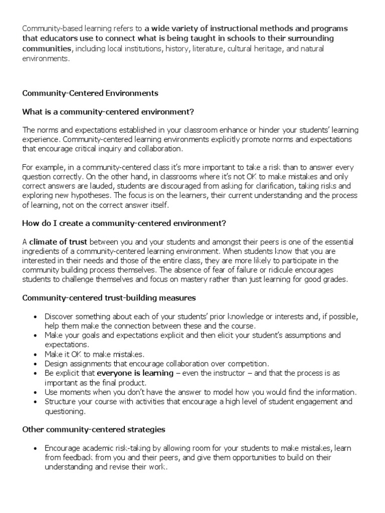 Community Learning Environment | PDF | Learning | Educational Technology