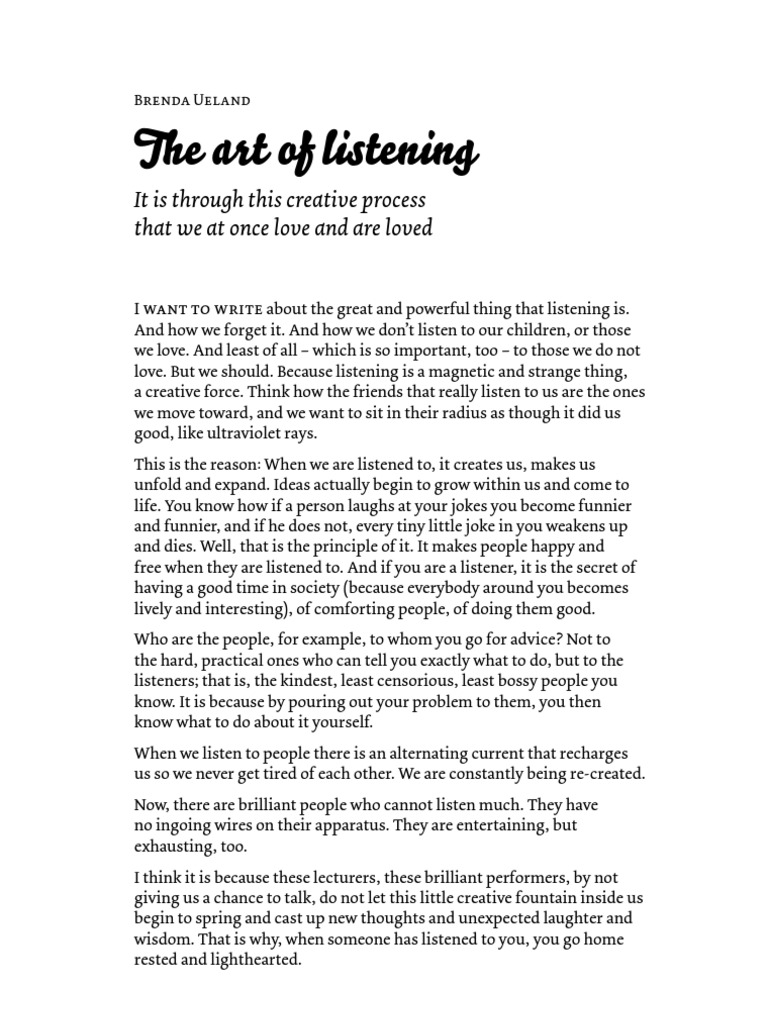 The Art of Listening | PDF | Self-Improvement | Poetry