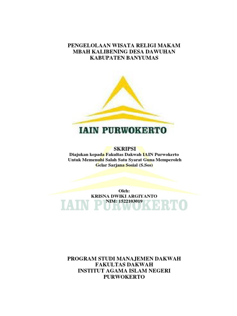 Skripsi Krisna Dwiki Pengelolaan Makam Mbah Kalibening | PDF