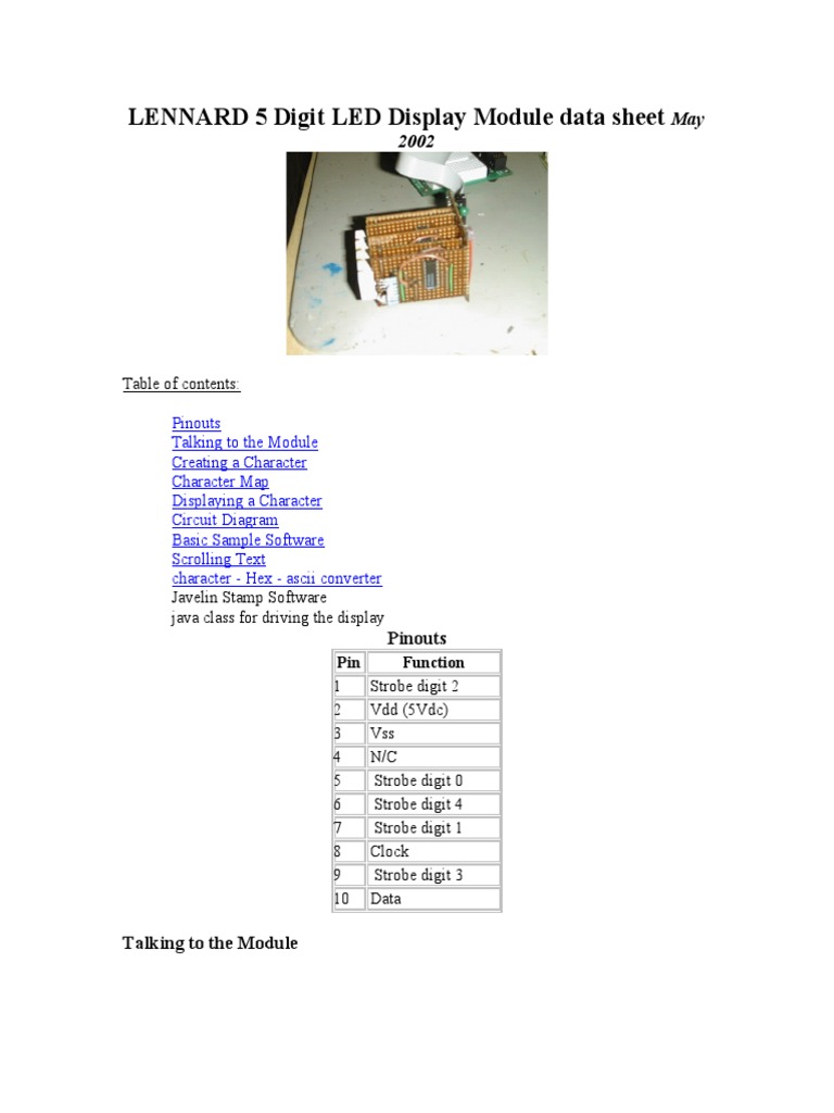 5 Digit LED Display Module Data Sheet May 2002 | PDF | Areas Of ...