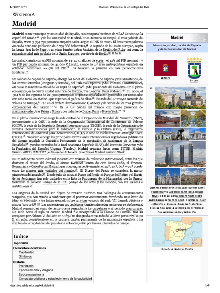 Madrid - Wikipedia, La Enciclopedia Libre | PDF | Madrid | Al Andalus
