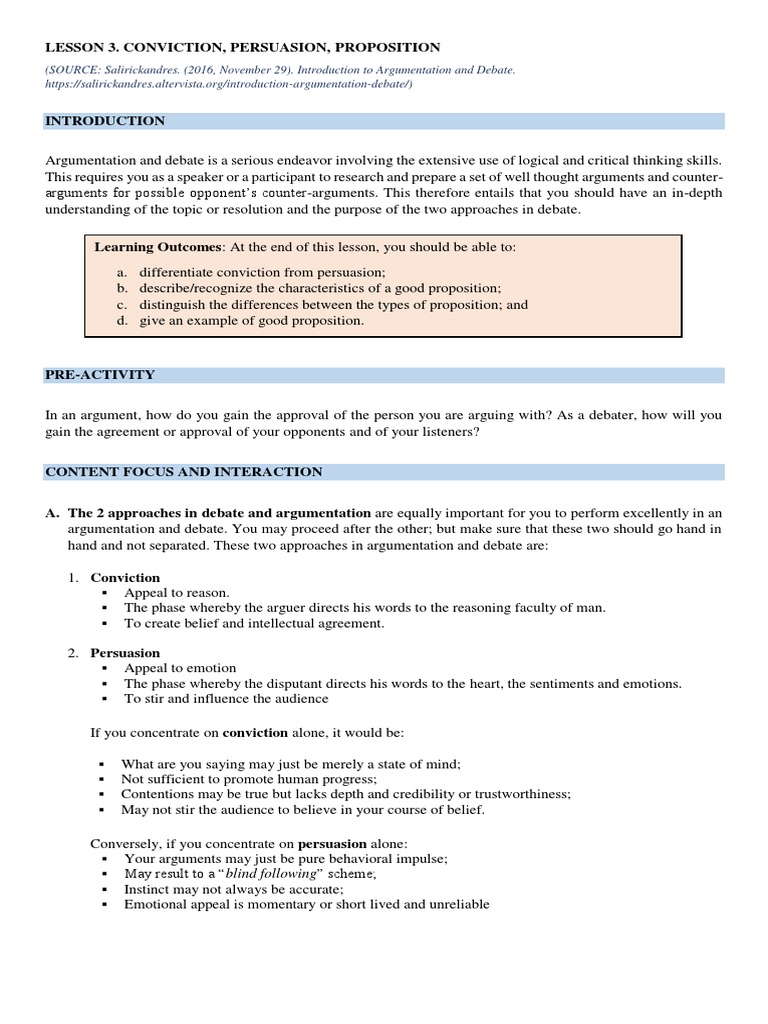 Lesson 3 | PDF | Proposition | Argument