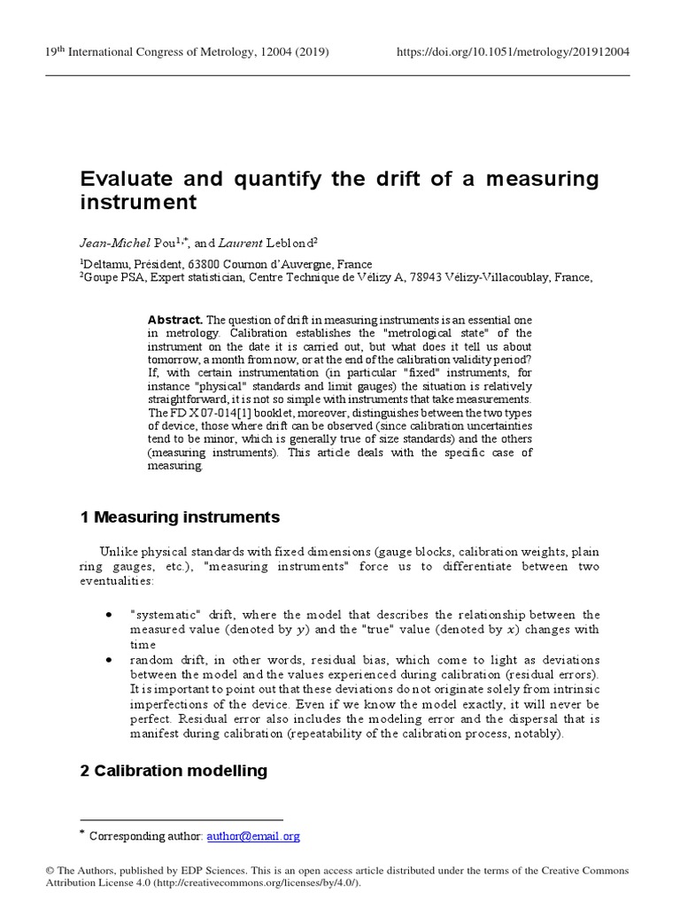 Evaluate and Quantify The Drift of A Measuring Instrument | Download ...