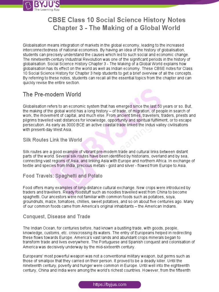 CBSE Class 10 Social Science History Notes Chapter 3 The Making of A ...