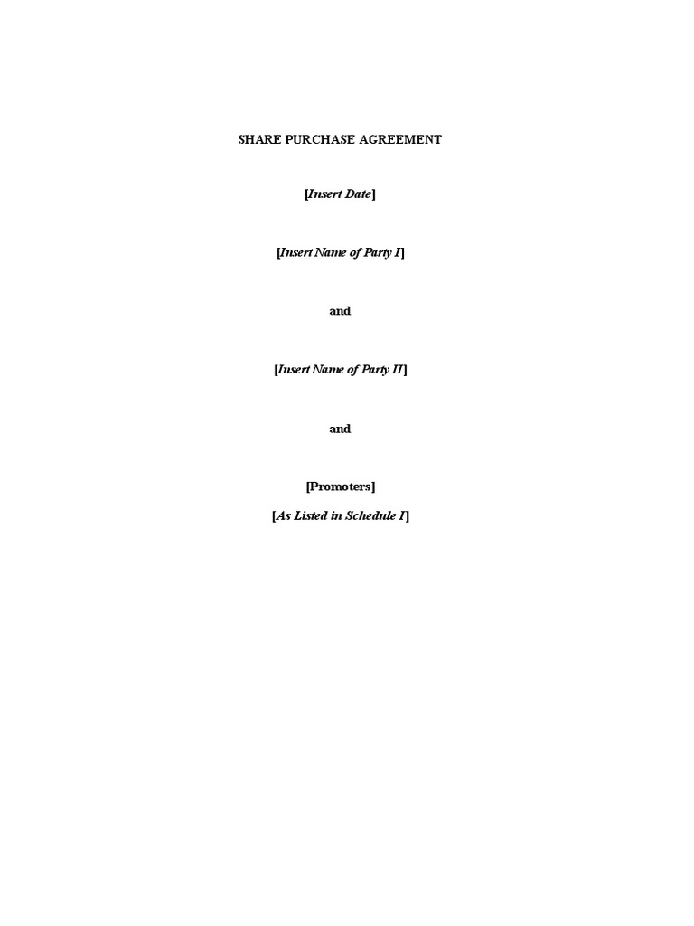 Share Purchase Agreement Template | PDF | Taxes | Security Interest