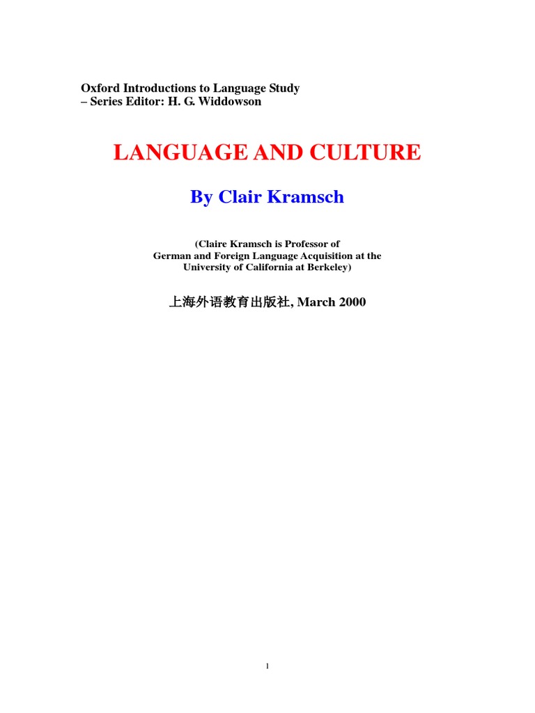 Language & Culture - C. Kramsch | PDF | Linguistics | Cognition