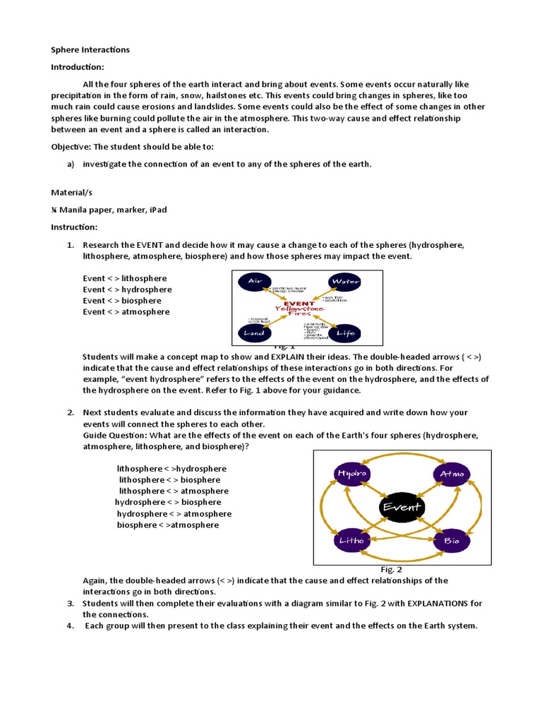 Earth Spheres Interaction Activities | PDF | Earth | Causality