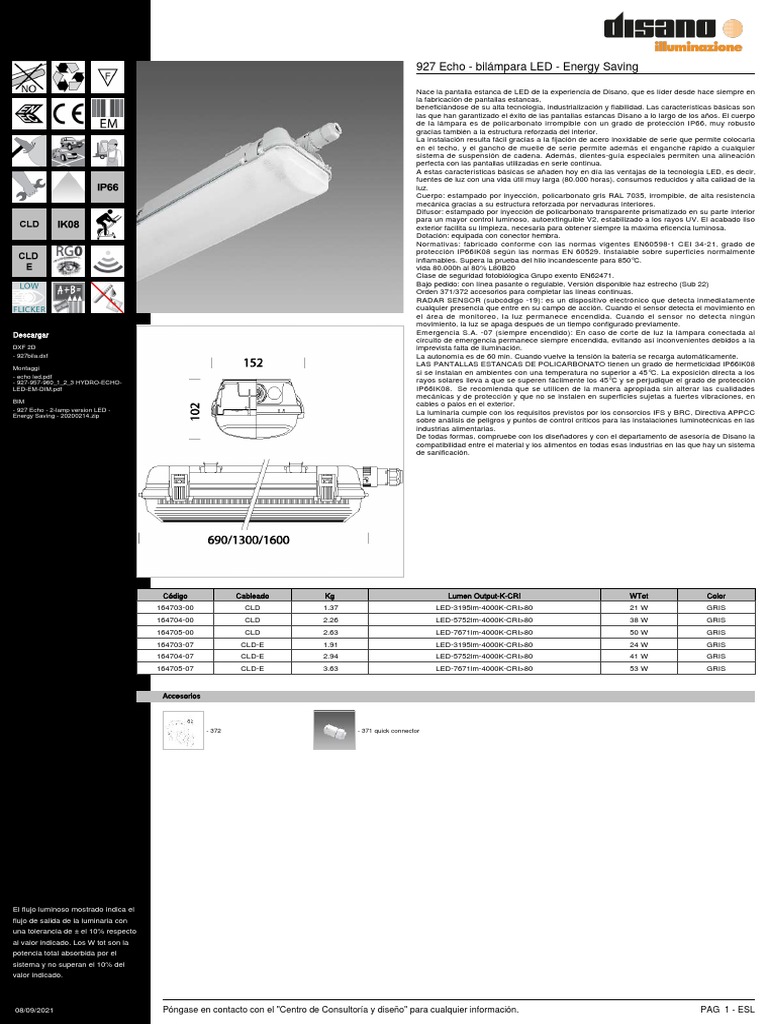 927 Echo - Bilámpara LED - Energy Saving ESL | PDF | Diodo emisor de luz | Análisis de Riesgo y ...