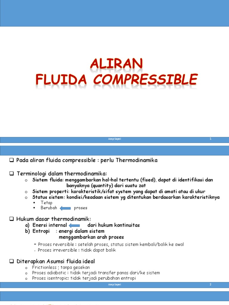 Aliran Fluida Compressible dan Thermodinamika | PDF | Sains & Matematika
