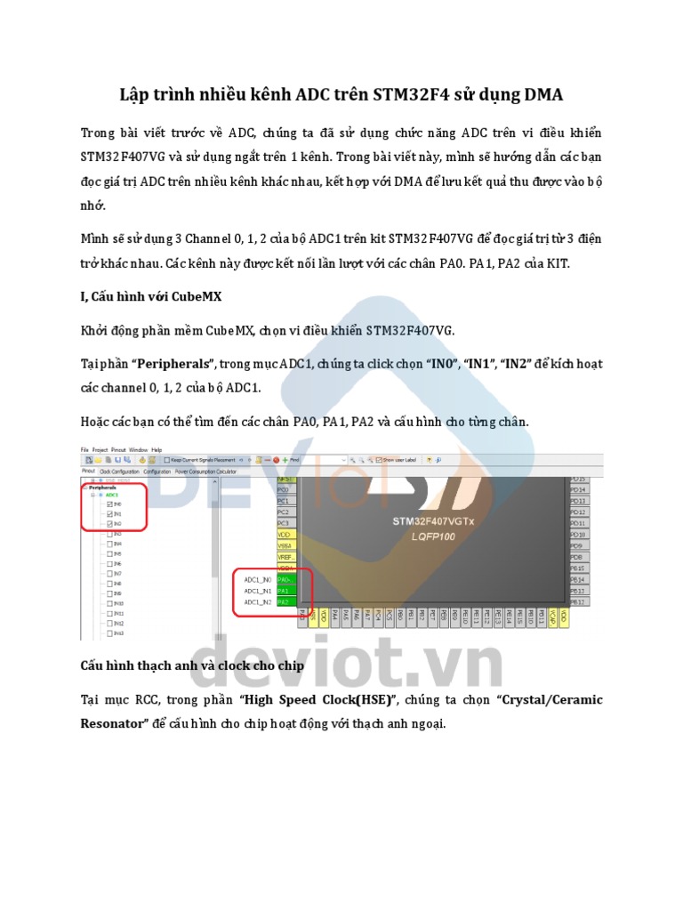 13.Lập Trình Nhiều Kênh ADC Trên STM32F4 Sử Dụng DMA | PDF