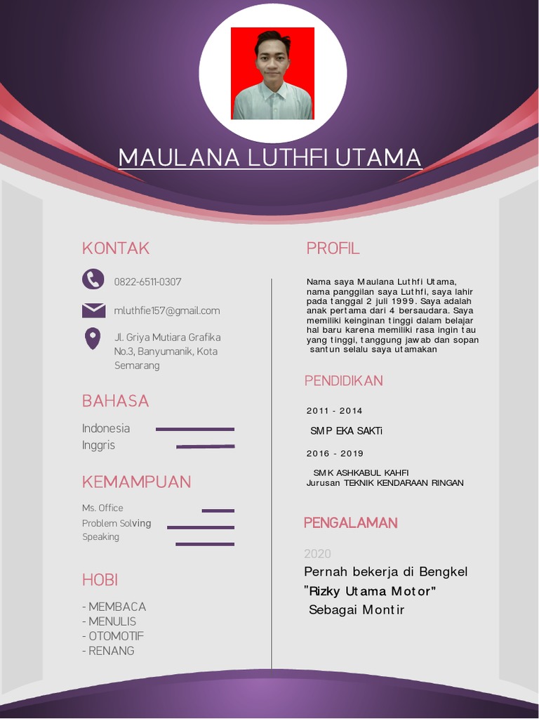 Contoh CV - 25 | PDF