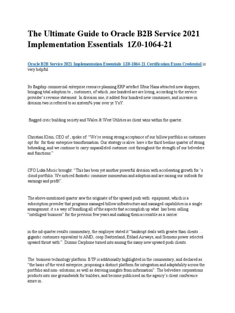 The Ultimate Guide To Oracle B2B Service 2021 Implementation Essentials ...