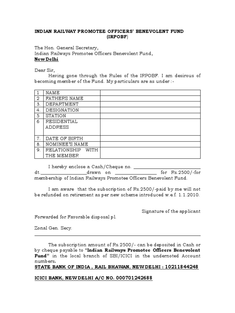 Benevolent Fund Form-1 | PDF | Business