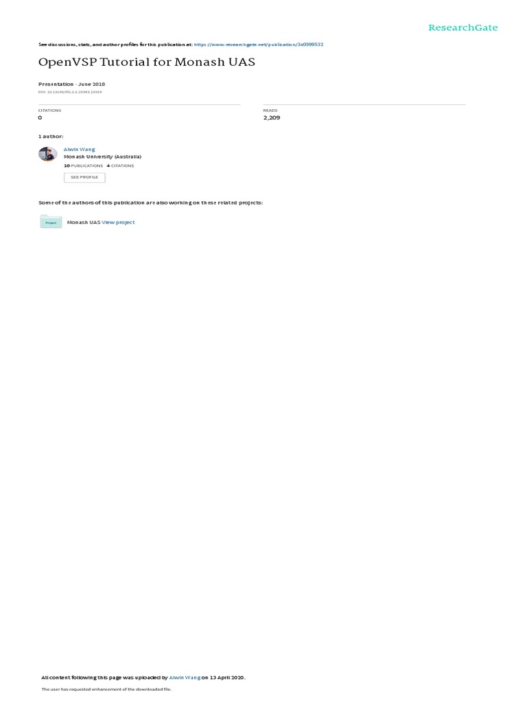 OpenVSP Tutorial for Monash UAS | PDF | Drag (Physics) | Airfoil