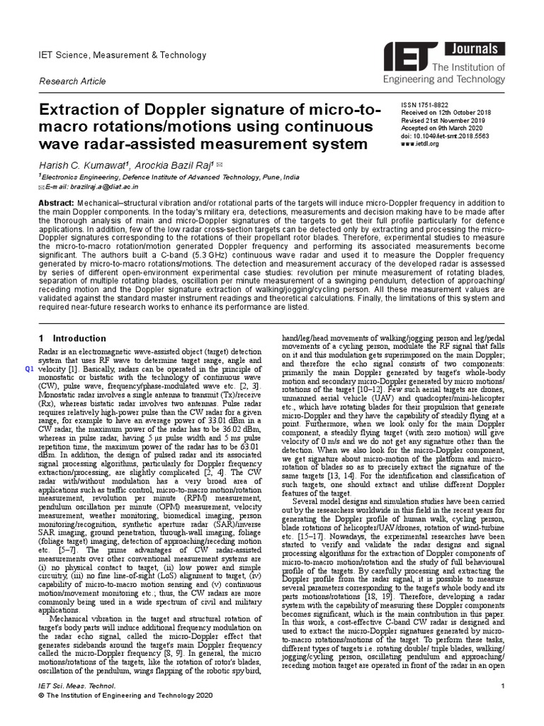 Extraction of Doppler Signature of Micro-To-Macro Rotations/motions ...