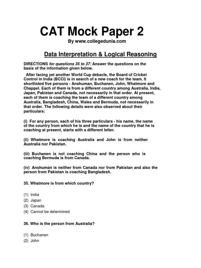 1445603289CAT Mock Paper 2 For DI&LR | PDF | Heart | Triangle