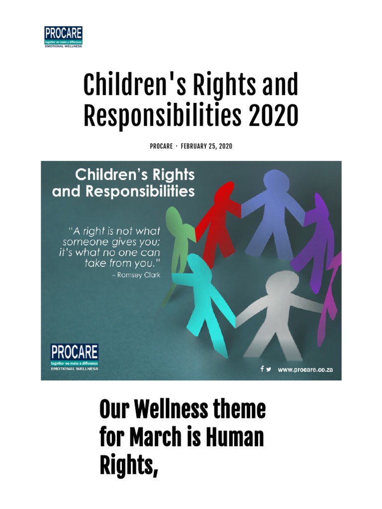 Children's Rights and Responsibilities 2020 - PROCARE | PDF | Children ...