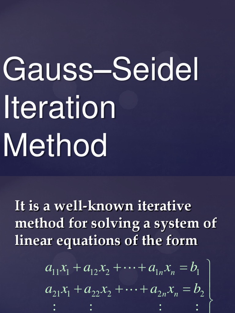 Gauss Seidel Iteration Method, Convergence Analysis | PDF | Equations ...