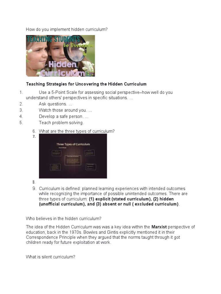 Educator's Guide to Hidden Curriculum | PDF | Curriculum | Teachers