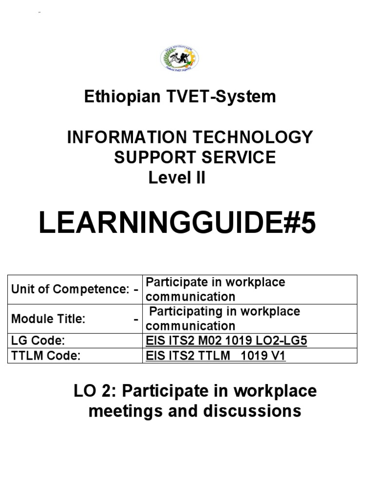Learningguide#5: Ethiopian TVET-System Information Technology Support ...