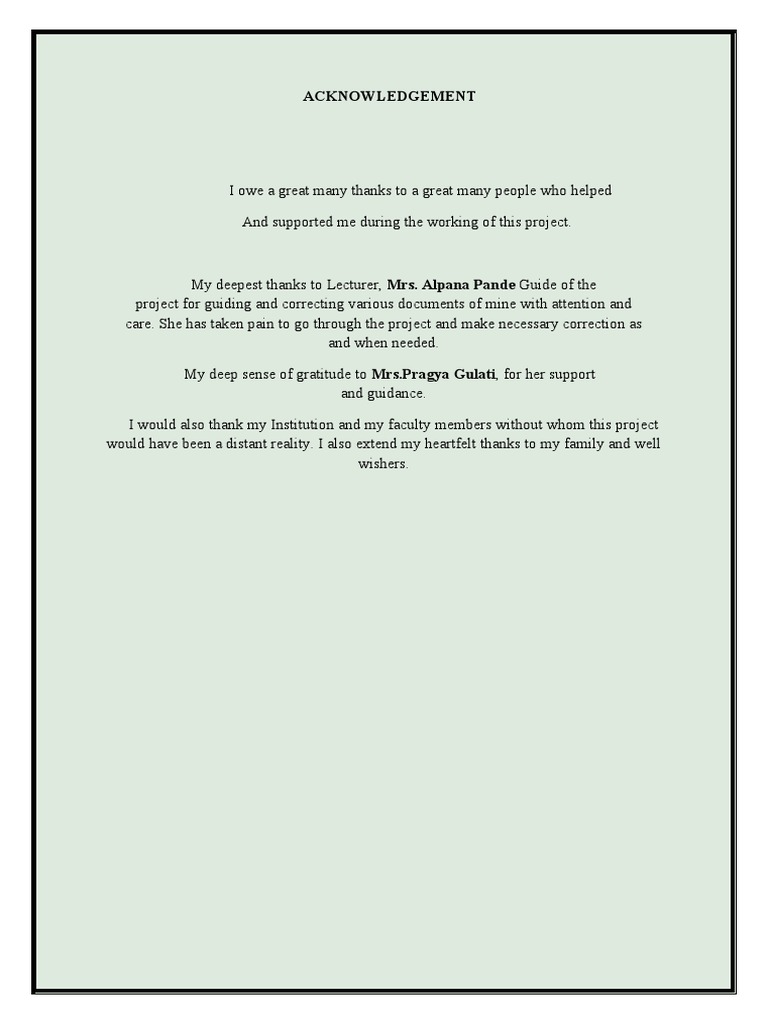 Acknowledgement | Download Free PDF | Feasibility Study | Reliability ...