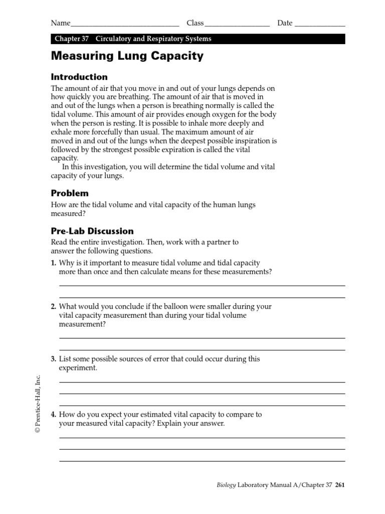 Lung Capacity Lab | PDF | Exhalation | Breathing