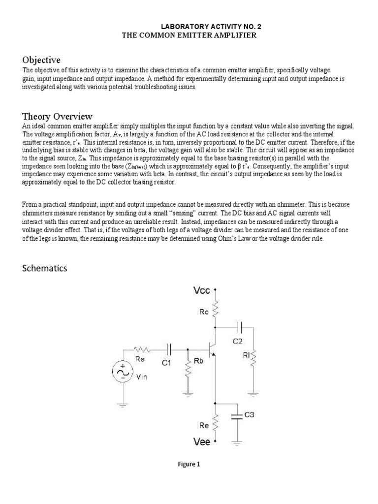 Characterization of a Common Emitter Amplifier: Measuring Voltage Gain ...