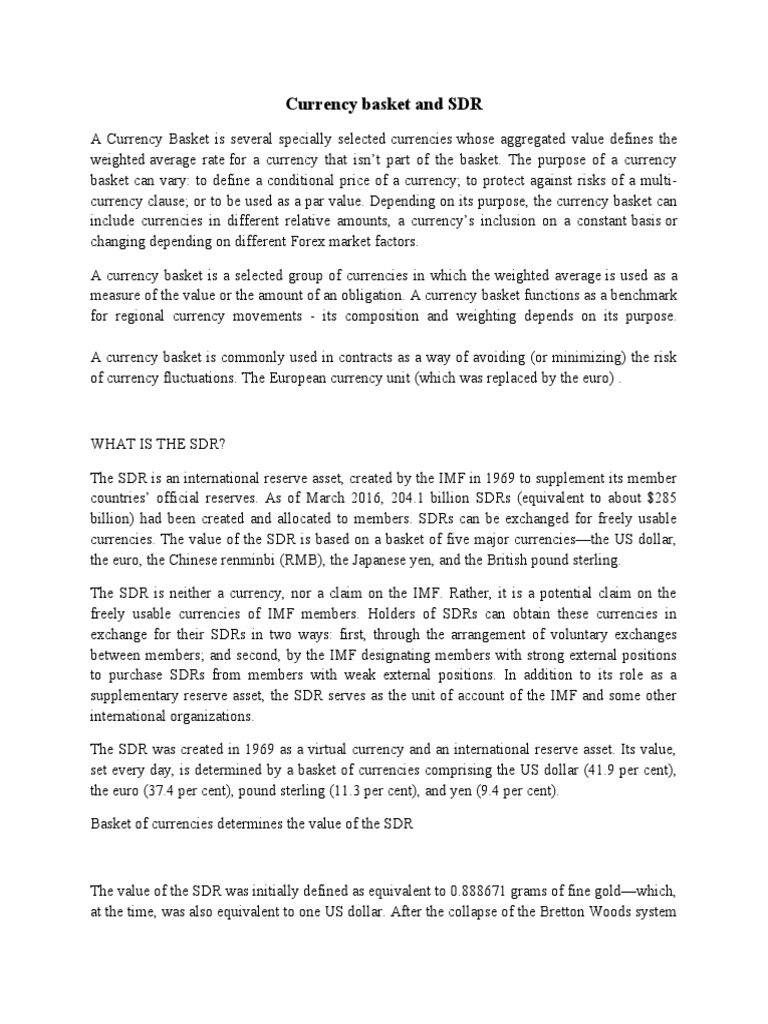 Currency Basket and SDR | PDF | Special Drawing Rights | Renminbi