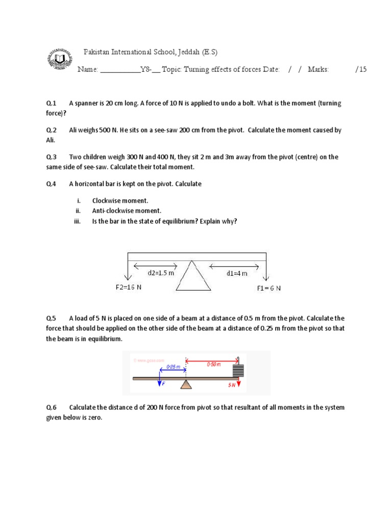 Moments Practice Worksheet | PDF